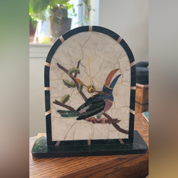 Wall Decor | Vintage Mcm Marble Inlay Clock | Poshmark